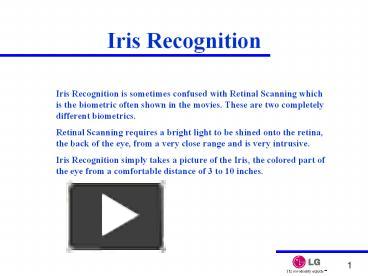 PPT – Iris Recognition PowerPoint presentation | free to download - id ...
