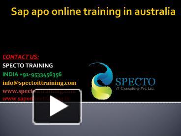 sap apo online training in singapore presentation | free to download