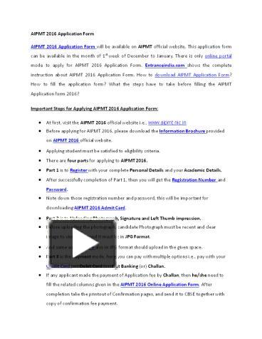 PPT – AIPMT 2016 Application Form PowerPoint presentation | free to ...