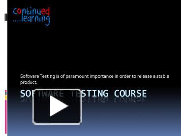 PPT – software testing course PowerPoint presentation | free to ...