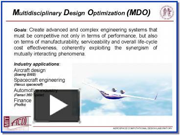Multidisciplinary Design Optimization (MDO) presentation | free to view