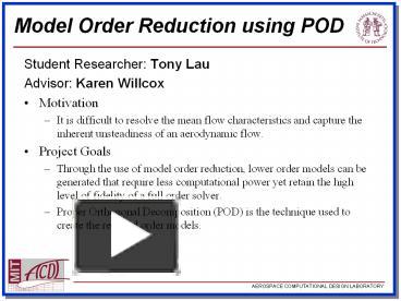 Model Order Reduction using POD presentation | free to view