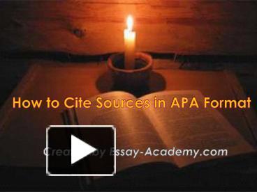 How to Cite Sources in APA Format presentation | free to download