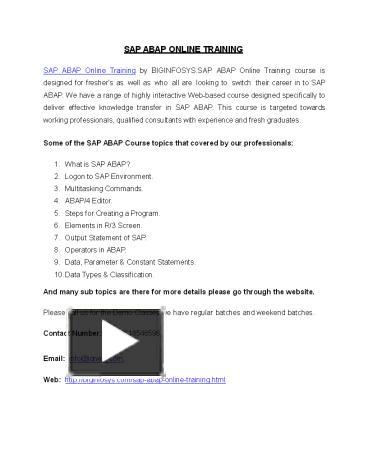 PPT – SAP ABAP ONLINE TRAINING PowerPoint presentation | free to ...