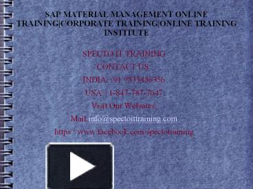 PPT – Sap Material Management Training Online PowerPoint presentation ...