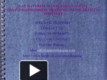PPT – Sap Material management training online institute PowerPoint ...