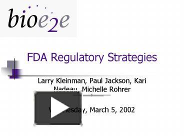 PPT – FDA Regulatory Strategies PowerPoint presentation | free to view ...