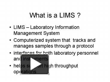 What is a LIMS presentation | free to view