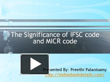 PPT – IFSC code and MICR code Significance PowerPoint presentation ...