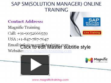SAP SM(SOLUTION MANAGER) ONLINE TRAINING IN USA|UK|CANADA presentation ...