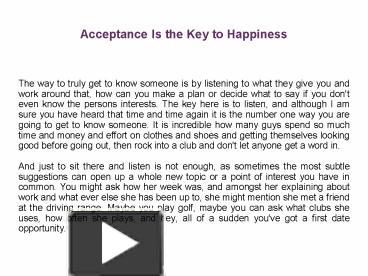 PPT – Acceptance Is the Key to Happiness PowerPoint presentation | free ...