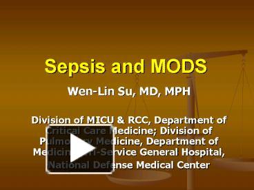 Sepsis and MODS presentation | free to view