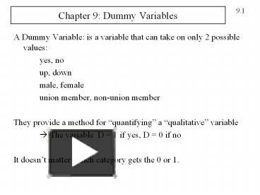Chapter 9: Dummy Variables presentation | free to view