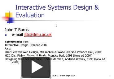 PPT – Interactive Systems Design PowerPoint presentation | free to view ...