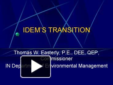 IDEMS TRANSITION presentation | free to view