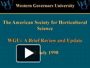 Western Governors University presentation | free to view