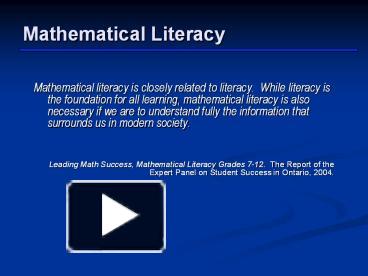 Mathematical Literacy presentation | free to download