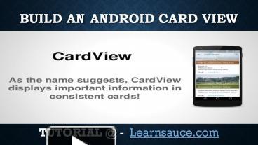 Android card view presentation | free to download