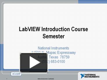 LabVIEW Introduction Course Semester presentation | free to download