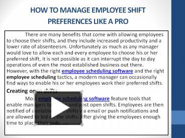How to Manage Employee Shift Preferences like A Pro presentation | free ...