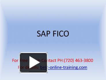 SAP FICO Online Training presentation | free to download