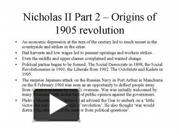PPT – Nicholas II Part 2 PowerPoint presentation | free to download ...