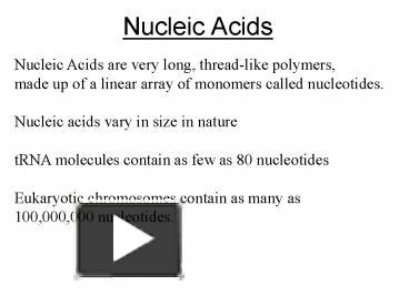 PPT – Nucleic Acids PowerPoint presentation | free to view - id: 7feab ...