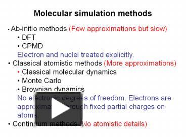 PPT – Molecular simulation methods PowerPoint presentation | free to ...