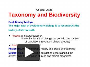PPT – Chapter 25/26 Taxonomy and Biodiversity PowerPoint presentation ...