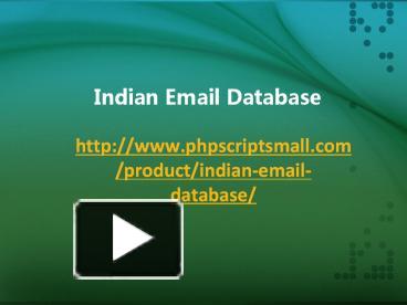 Indian Email Database presentation | free to download