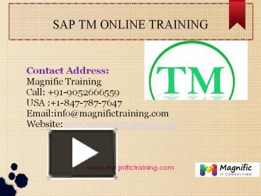 SAP TM ONLINE TRAINING IN AUSTRALIA|SOUTH AFRICA|CANADA presentation ...