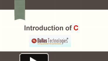 PPT – Introduction of C Programming Language PowerPoint presentation ...