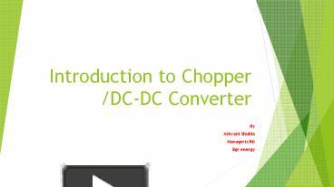 chopper DC-DC Converter presentation | free to download