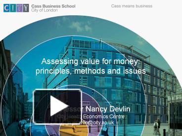 Assessing value for money: principles, methods and issues presentation ...