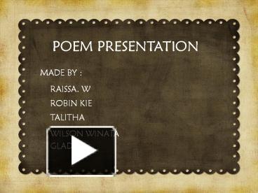 POEM PRESENTATION presentation | free to download