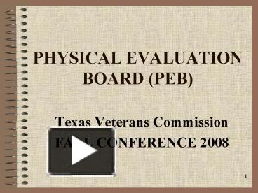 PHYSICAL EVALUATION BOARD PEB presentation | free to view