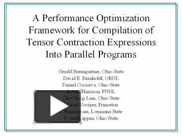 PPT – A Performance Optimization Framework for Compilation of Tensor ...