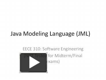 Java Modeling Language (JML) presentation | free to download