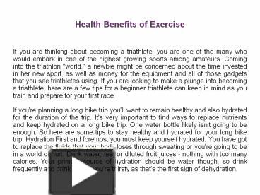PPT – Health Benefits of Exercise PowerPoint presentation | free to ...