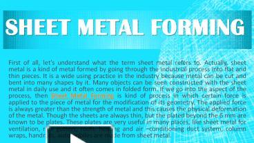 Sheet Metal Forming presentation | free to download