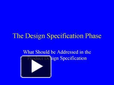 The Design Specification Phase presentation | free to download
