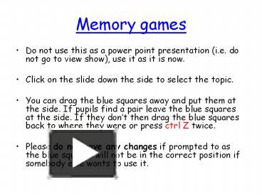 PPT – Memory games PowerPoint presentation | free to download - id ...