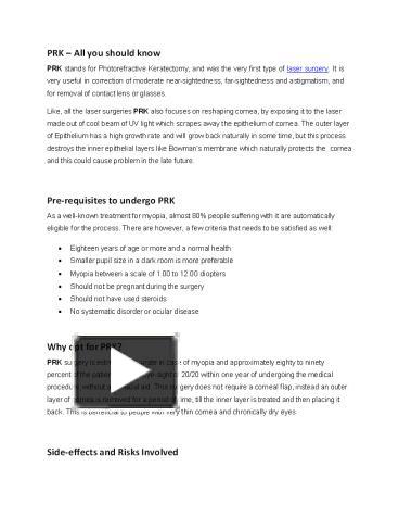 PPT – PRK – All you should know PowerPoint presentation | free to ...