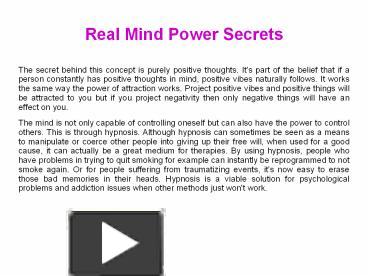 Real Mind Power Secrets presentation | free to download