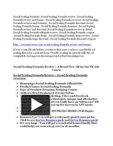 Social Scaling Formula review (1) presentation | free to download