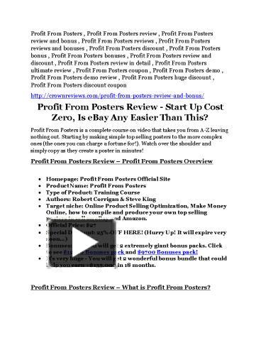 Profit From Posters Review Profit From Posters 16 700 Bonuses