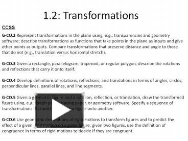 PPT – 1.2: Transformations PowerPoint presentation | free to view - id ...