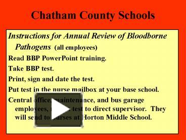 Instructions for Annual Review of Bloodborne Pathogens all employees ...
