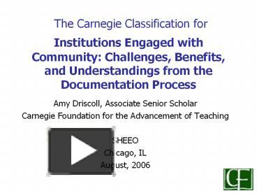 PPT – The Carnegie Classification for Institutions Engaged with ...