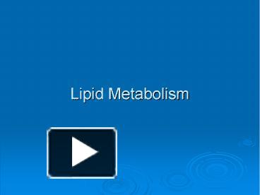 PPT – 23 Lipid Metabolism PowerPoint presentation | free to download ...